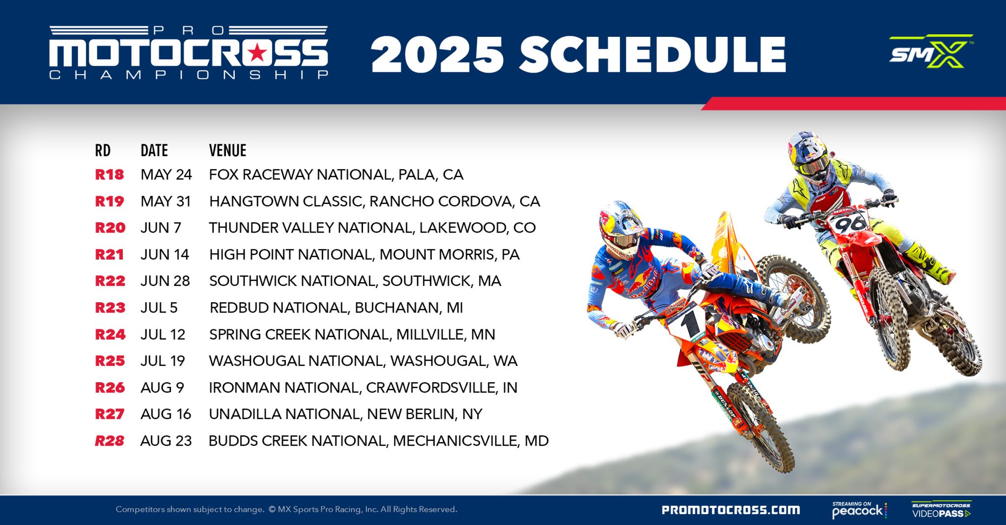 I CALENDARI 2025 DELLA SUPERMOTOCROSS LEAGUE (Monster Energy Supercross ...